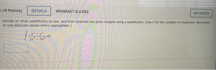Solved 1-14 Points) DETAILS WANEAC7 6.2.032. MY NOTES Decide | Chegg.com Solved 1-14 Points) DETAILS WANEAC7 6.2.032. MY NOTES Decide | Chegg.com