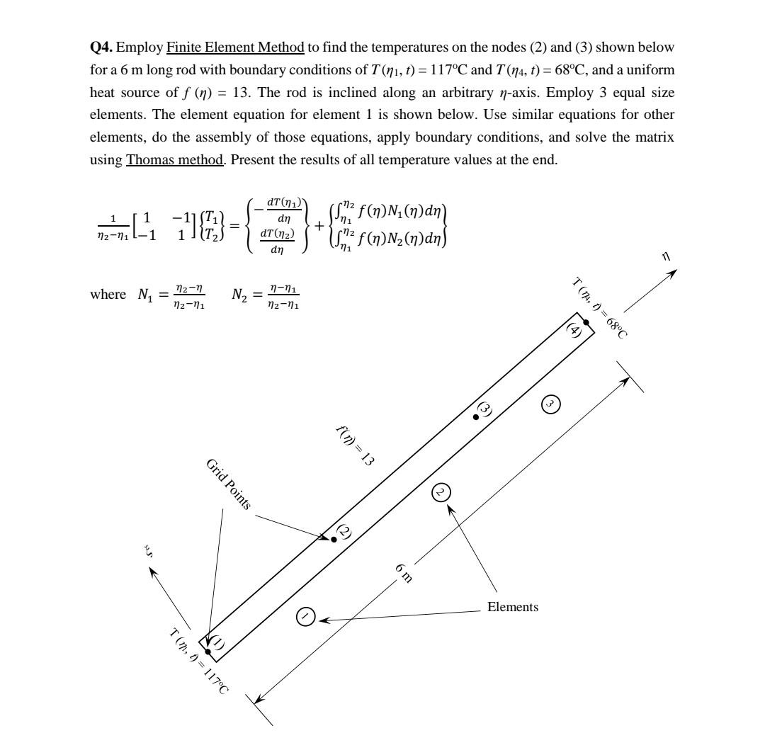 Solved Q4. Employ Finite Element Method to find the | Chegg.com