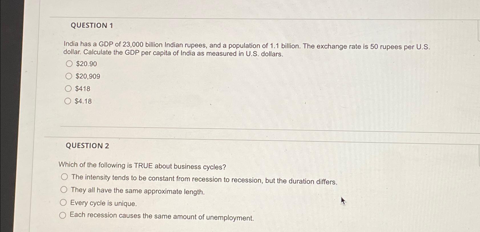 Solved QUESTION 1India has a GDP of 23,000 ﻿billion Indian | Chegg.com