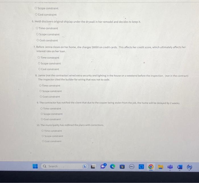 Solved Scope constraint Cost constraint 6. Heidi discovers | Chegg.com