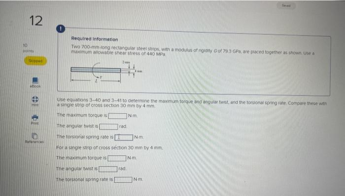 Solved Required intormetion Two 700-mm tong rectangular | Chegg.com