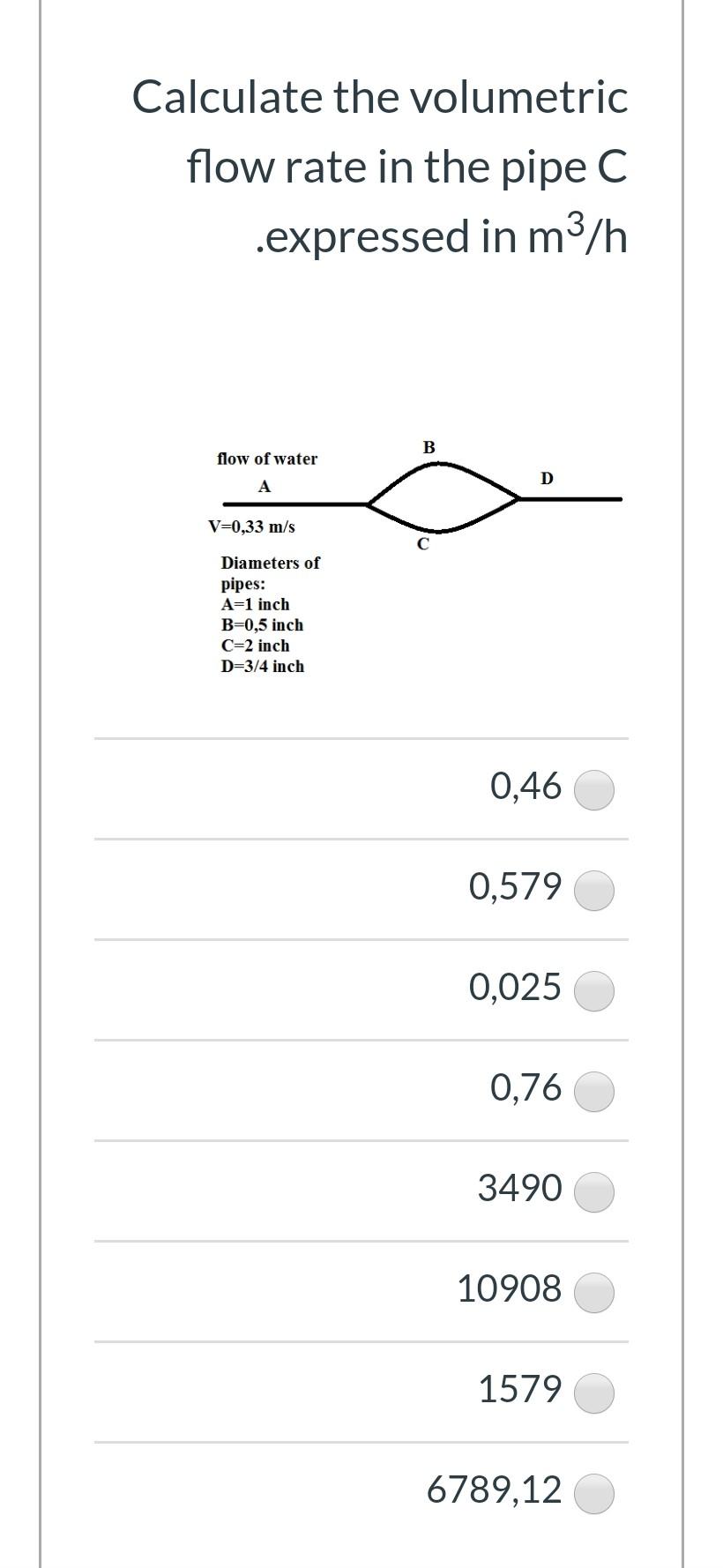 Solved Calculate the volumetric flow rate in the pipe C | Chegg.com