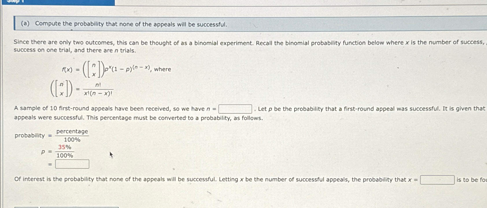 Solved (a) ﻿Compute the probability that none of the appeals | Chegg.com