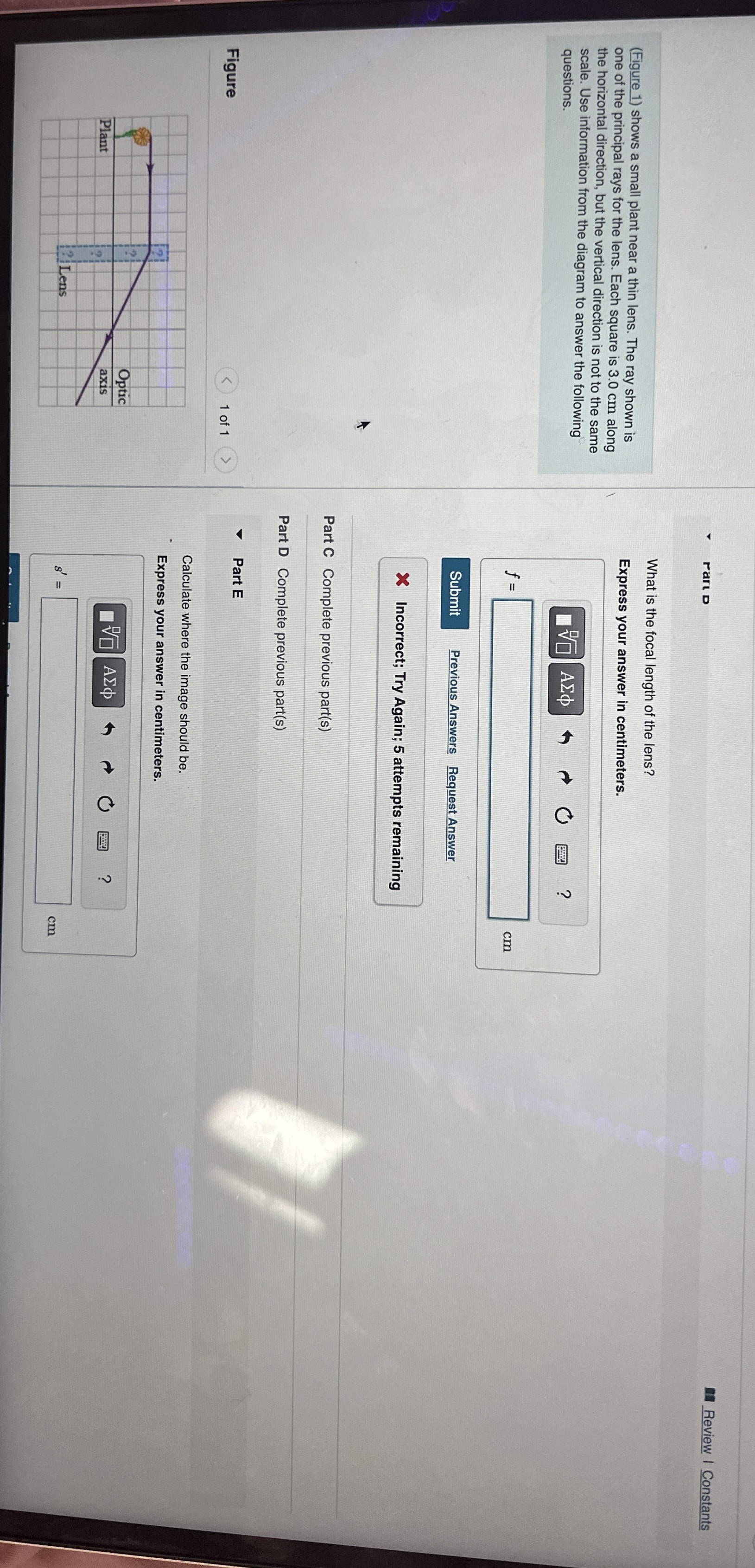 Solved (Figure 1) ﻿shows a small plant near a thin lens. The | Chegg.com