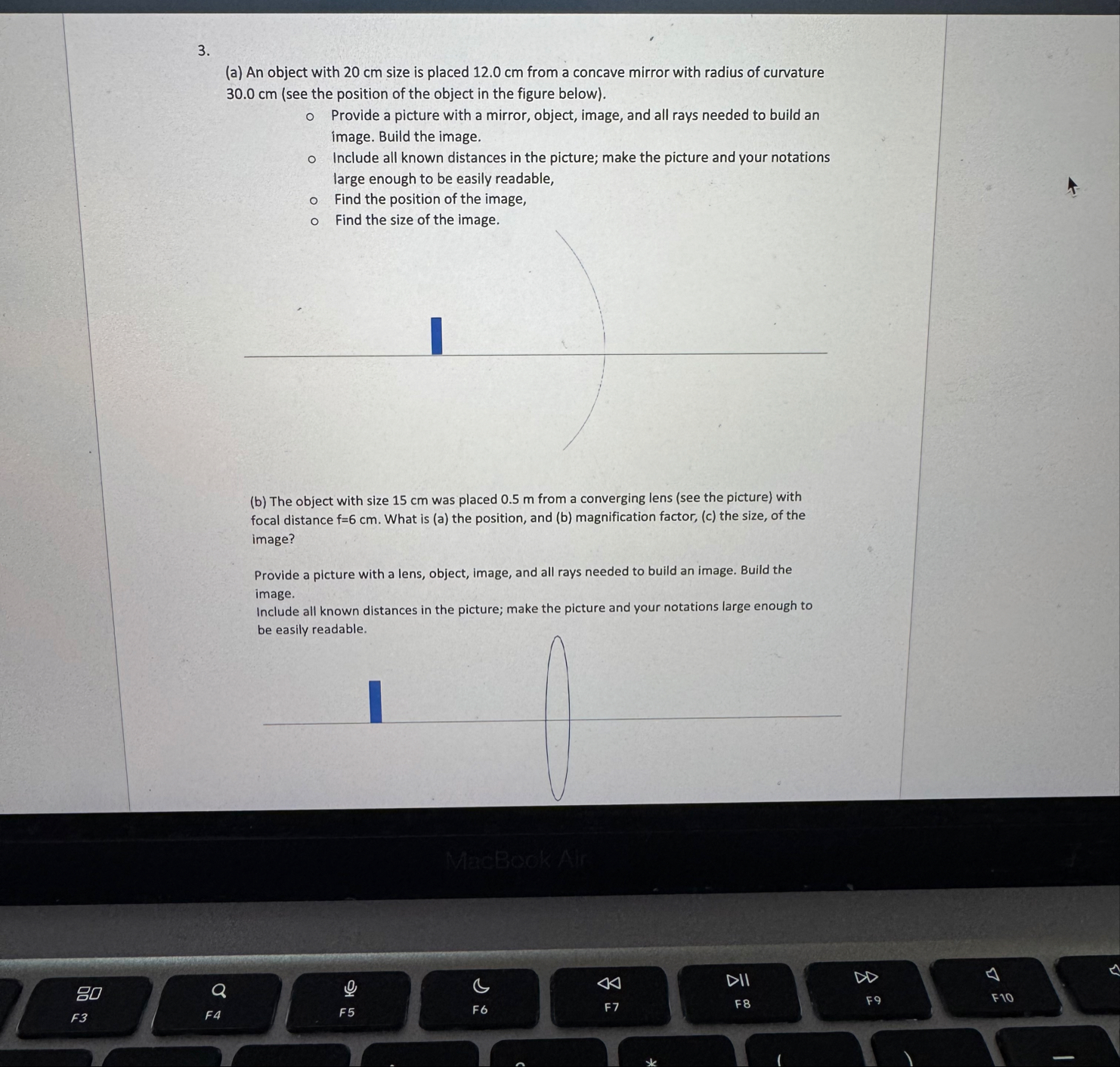 (a) ﻿An object with 20 ﻿cm size is placed 12.0 ﻿cm | Chegg.com