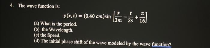 Solved The wave function is: y(x,t)=(0.40 | Chegg.com