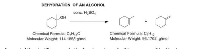 Solved DEHYDRATION OF AN ALCOHOL conc. H2SO4 OH do Chemical | Chegg.com