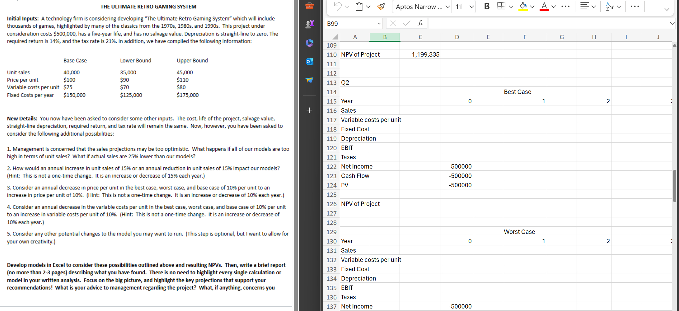 Solved 2-4 ﻿ONLY, FOLLOW EXCEL TEMPLATE FOR BASE,WORST,BEST | Chegg.com