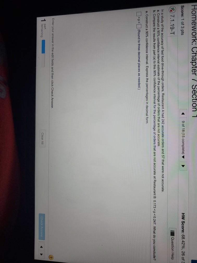 Solved Homework Chapter Section 1 Score 1 Of 3 Pts 9 Of