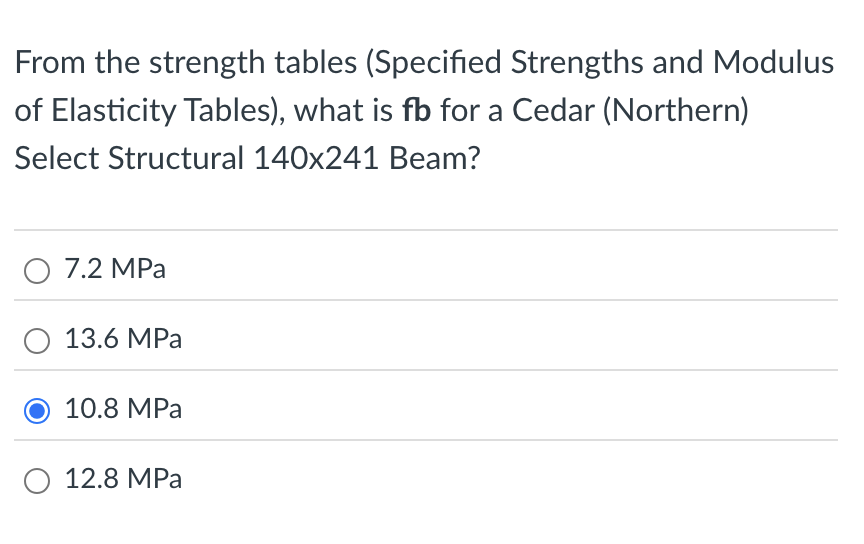 Solved From the strength tables (Specified Strengths and | Chegg.com