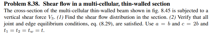 Solved Problem 8.38. ﻿Shear flow in a multi-cellular, | Chegg.com