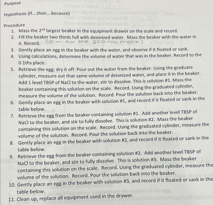 Solved Procedure 1. Mass the 2nd largest beaker in the | Chegg.com