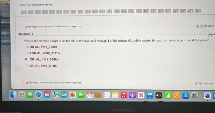 Solved What is the bit mask design to invert the bits in the | Chegg.com