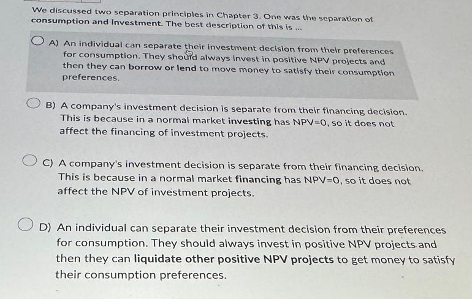 Solved We discussed two separation principles in Chapter 3. | Chegg.com