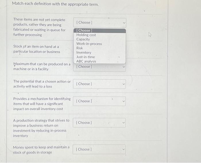 Solved Match each definition with the appropriate term. | Chegg.com