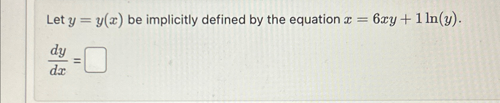 Solved Let y=y(x) ﻿be implicitly defined by the equation | Chegg.com