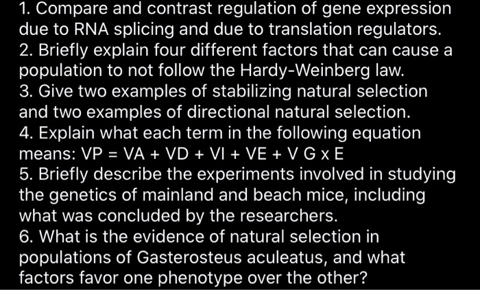 1. Compare and contrast regulation of gene expression | Chegg.com