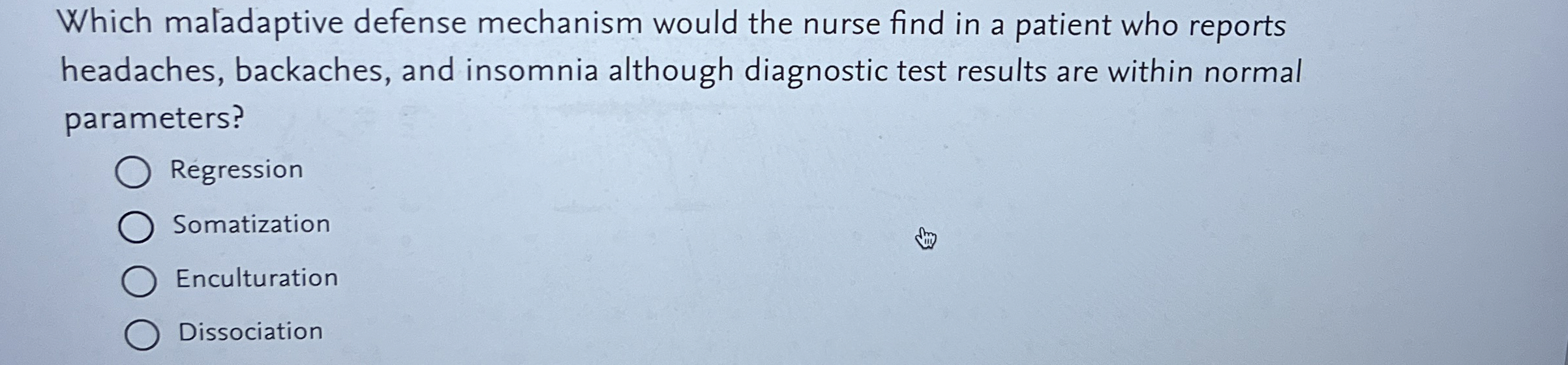 Solved Which maladaptive defense mechanism would the nurse | Chegg.com