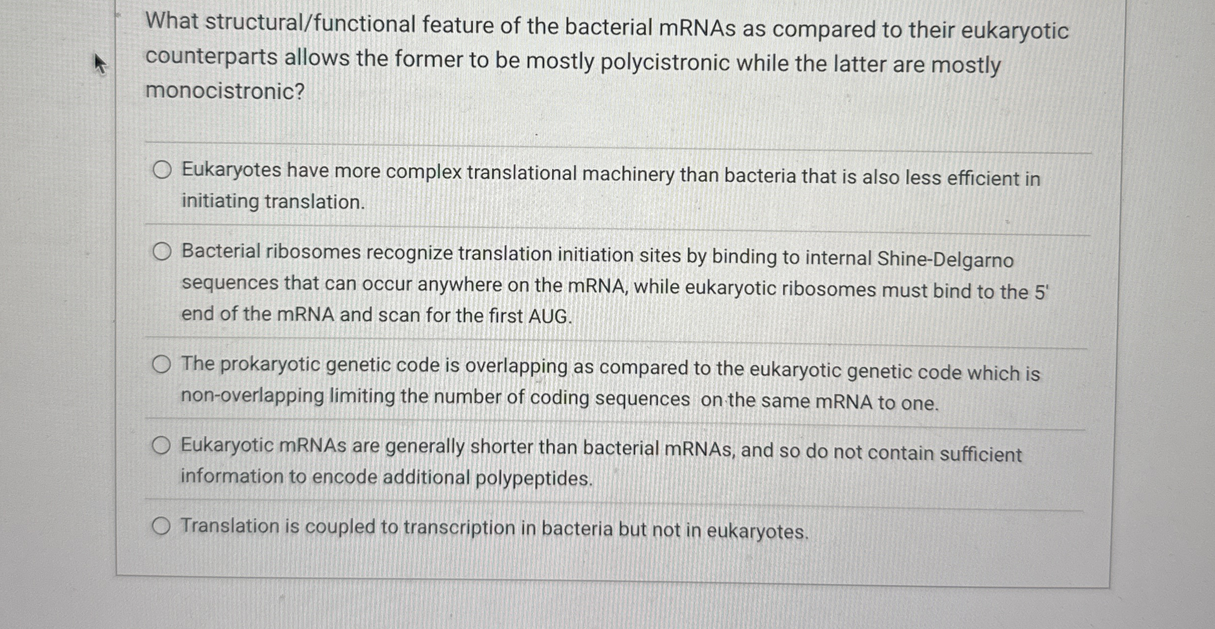 Solved What structural/functional feature of the bacterial | Chegg.com