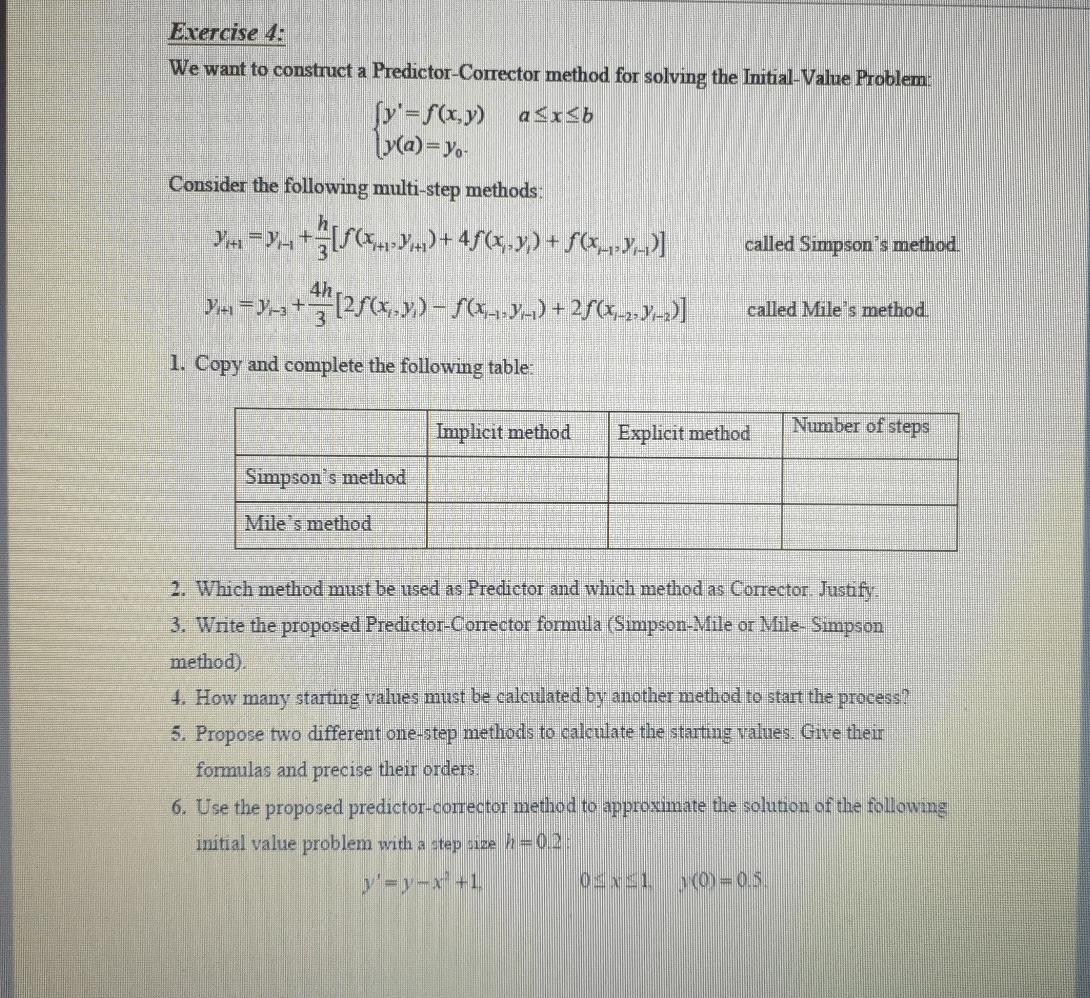 Solved Multistep Method for solving IVP Exercise 1: Use AB | Chegg.com