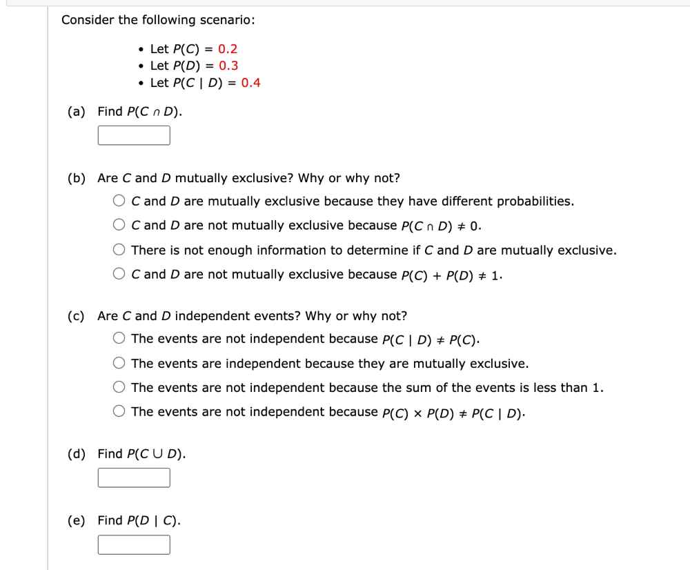Solved Consider the following scenario:Let P(C)=0.2Let | Chegg.com