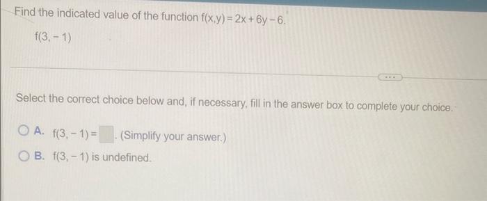 Solved Find the indicated value of the function | Chegg.com