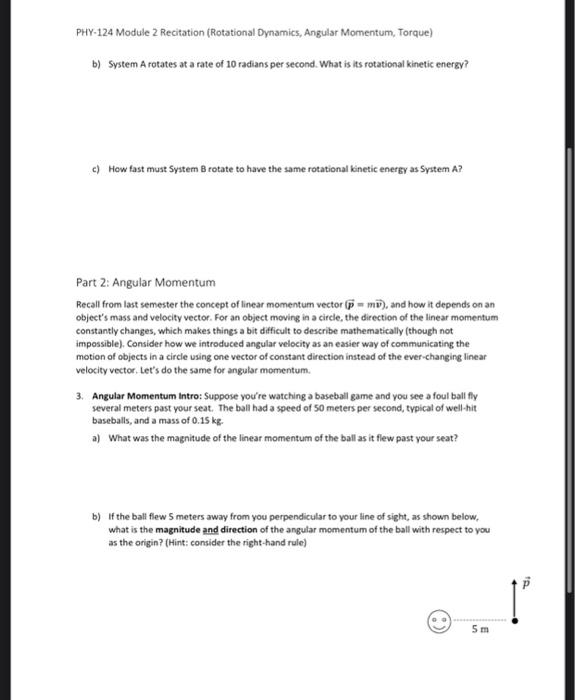 Solved PHY-124 Module 2 Recitation (Rotational Dynamics, | Chegg.com
