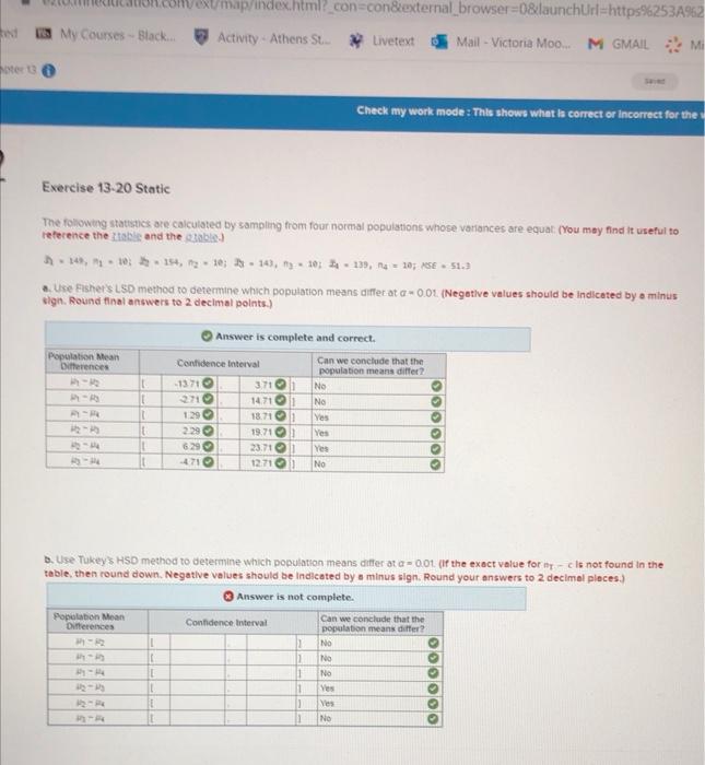 Exercise 13-20 Static the following statistics are | Chegg.com