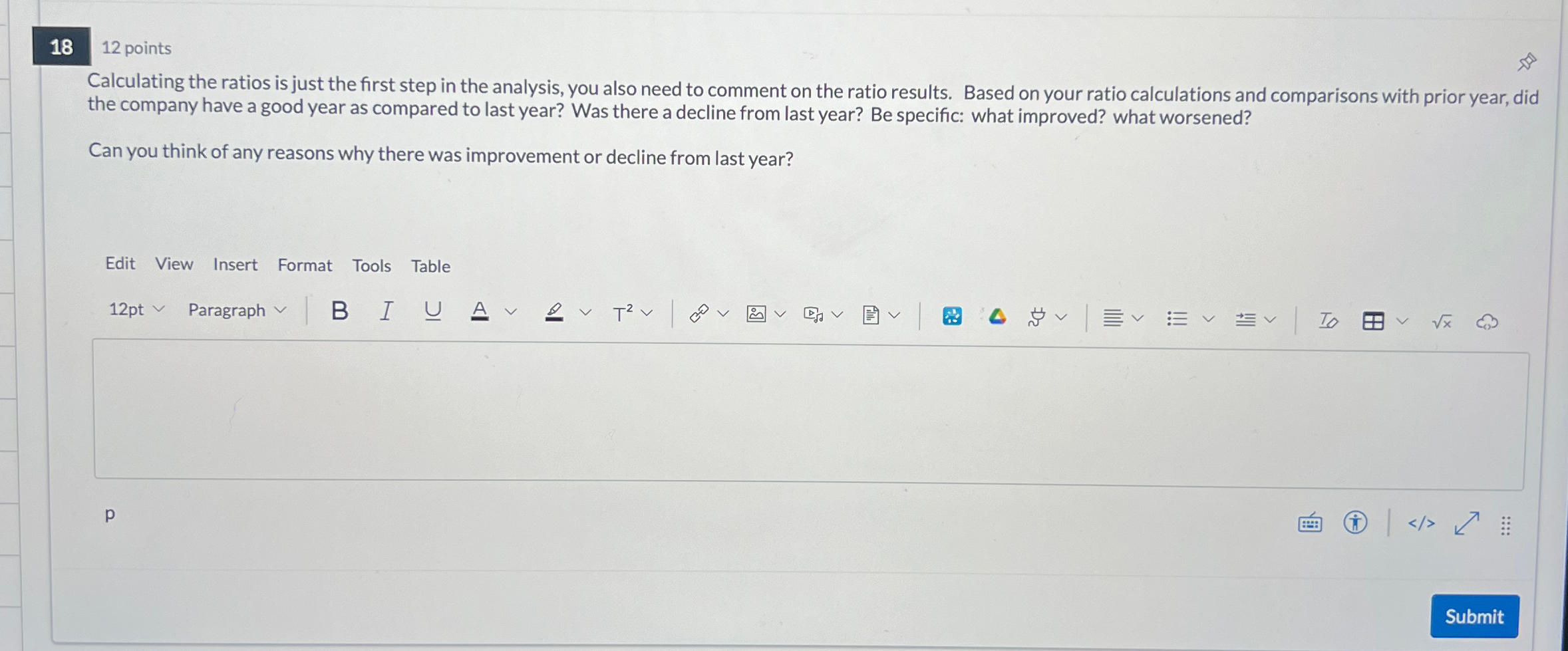 Solved 1812 ﻿pointsCalculating the ratios is just the first | Chegg.com