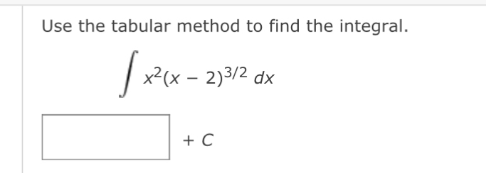 Solved Use the tabular method to find the | Chegg.com