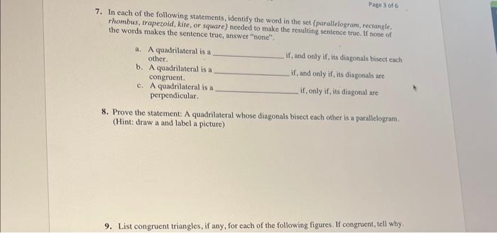 Solved 7. In each of the following statements, identify the | Chegg.com