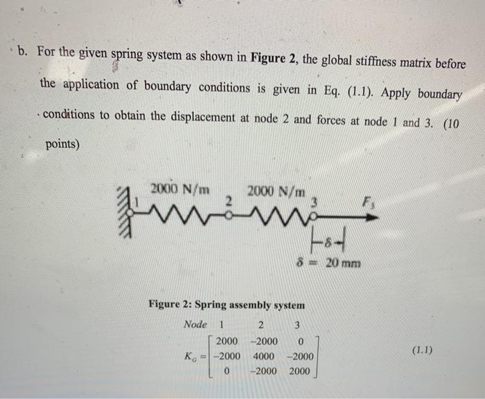 Solved b. For the given spring system as shown in Figure 2, | Chegg.com