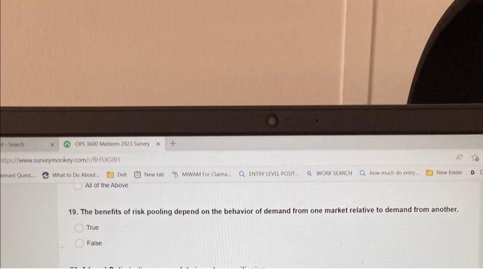 Solved 19. The benefits of risk pooling depend on the | Chegg.com