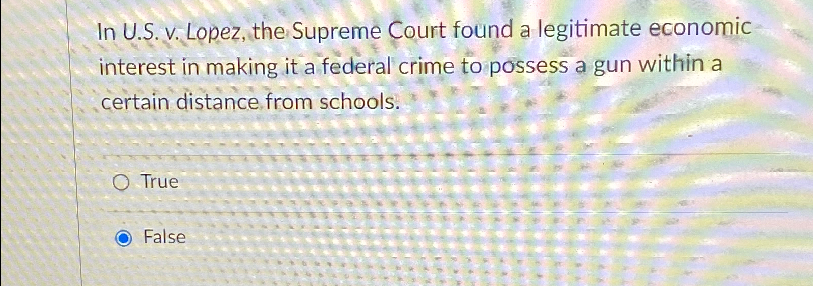 Solved In U.S. ﻿v. ﻿Lopez, the Supreme Court found a | Chegg.com