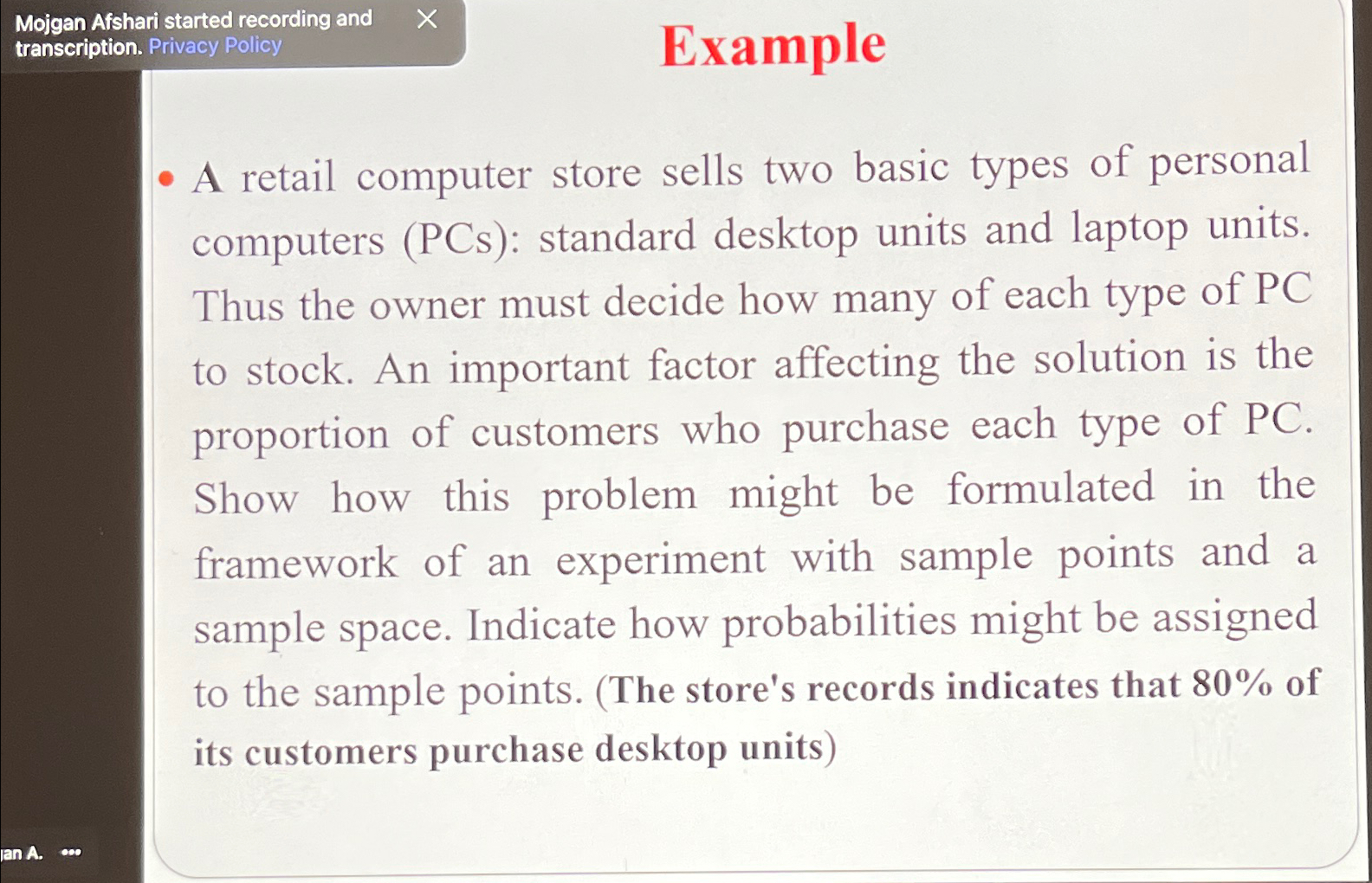 Solved ExampleA retail computer store sells two basic types | Chegg.com