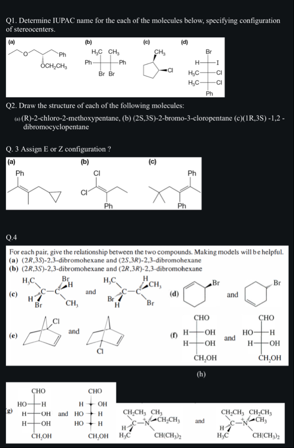 Solved Q1. ﻿Determine IUPAC name for the each of the | Chegg.com