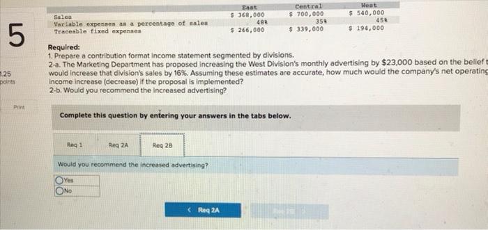 Solved Exercise 6-11 (Algo) Segmented Income Statement | Chegg.com