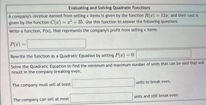 Solved Evaluating and Solving Quadratic Functions A | Chegg.com