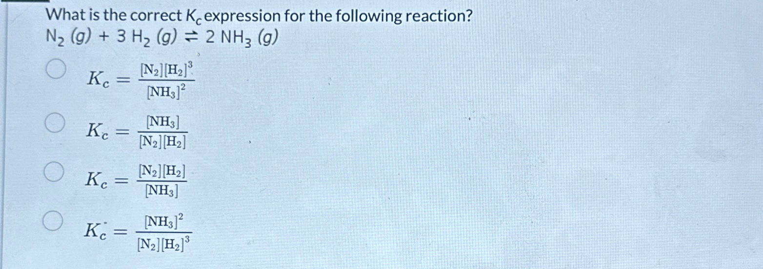 Solved What is the correct Kc ﻿expression for the following | Chegg.com