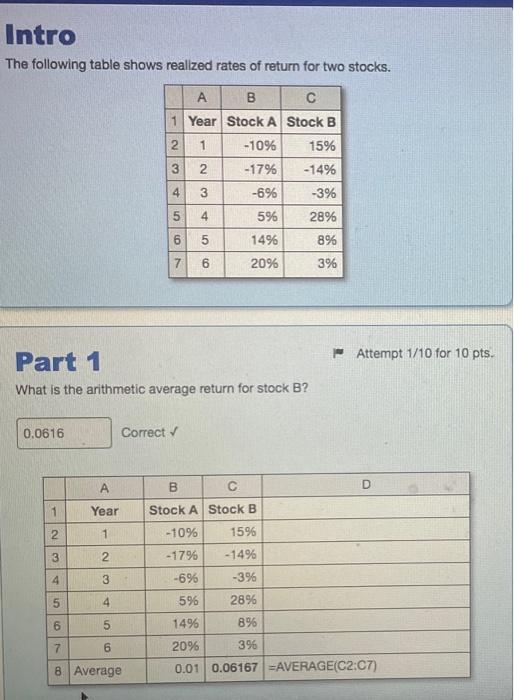 Solved The following table shows realized rates of return | Chegg.com
