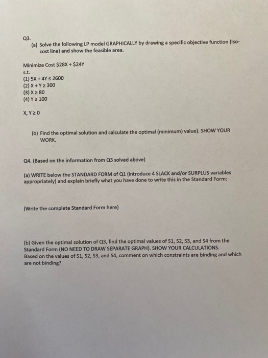 Solved Q3 (a) Solve the following LP model GRAPHICALLY by | Chegg.com