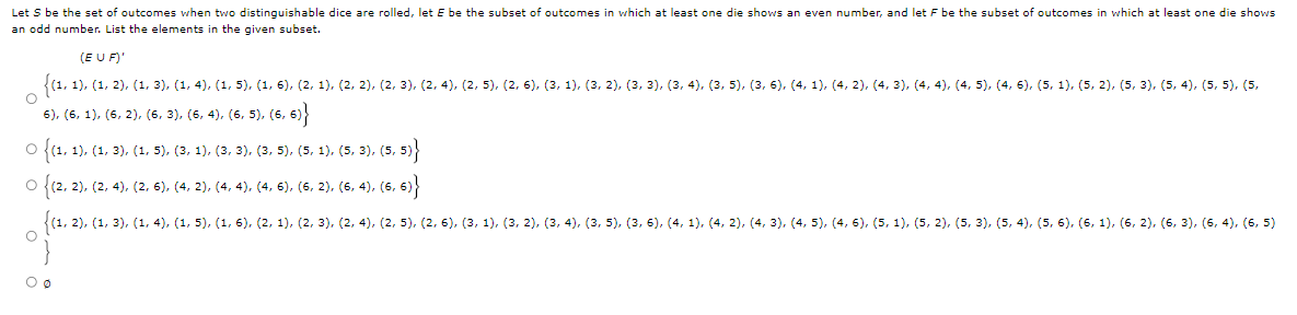 Solved an odd number. List the elements in the given | Chegg.com