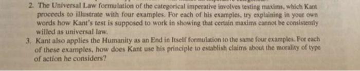 2. The Universal Law formulation of the categorical | Chegg.com