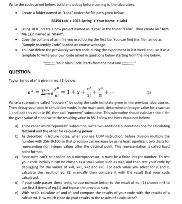 Solved Write the codes asked below, build and debug before | Chegg.com