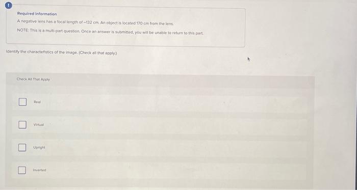 Solved Required information A negntive iens has o focel | Chegg.com