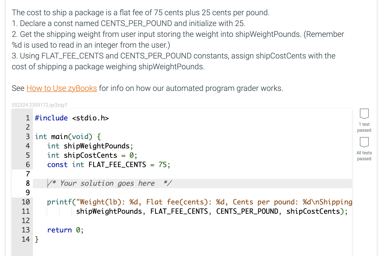 Solved The cost to ship a package is a flat fee of 75 ﻿cents | Chegg.com