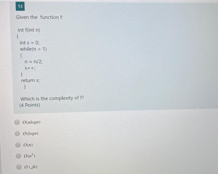 Solved 13 Given The Function F Int Fint N Int S 0 1947