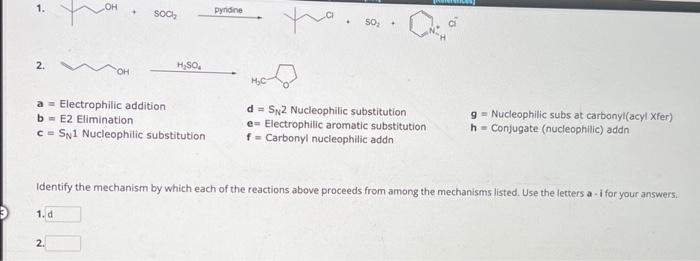 Solved 1. 2. \\( \\mathbf{a}= \\) Electrophilic addition \\( | Chegg.com