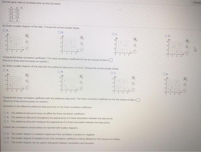 Solved Use the given data to complete parts (a) and (b) belo | Chegg.com