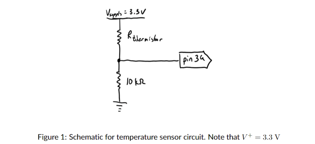 Solved Figure 1: Schematic for temperature sensor circuit. | Chegg.com